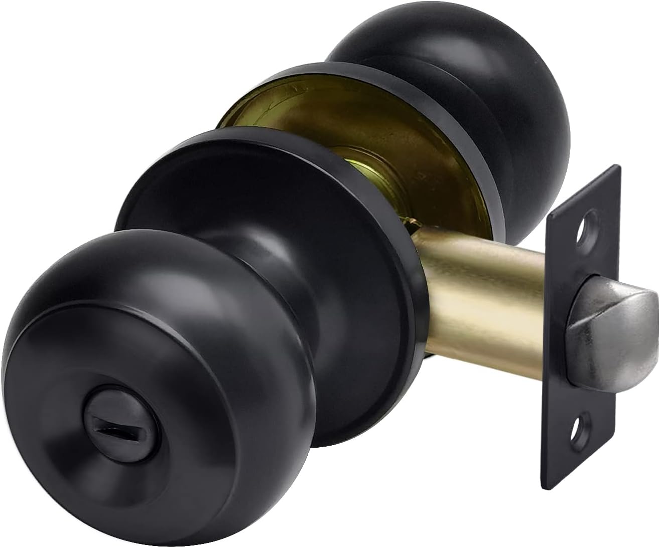 CML Hardware Privacy Door Knob, Matte Black Keyless Door Lock in Solid ...