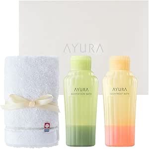 Amazon | アユーラ(AYURA) 【癒しのギフト】 入浴料(各300mL × 2種) & タオルセット [メディテーションバスt ...