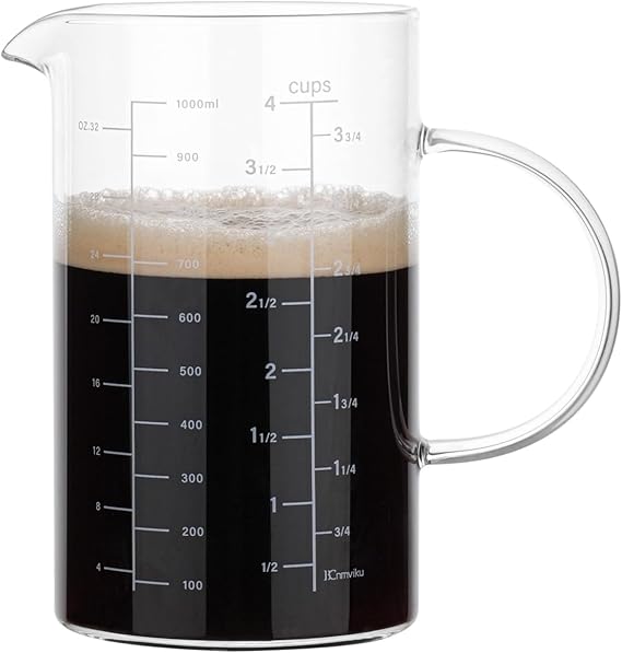 Amazon.com: BCnmviku Glass Measuring Cup, Insulated handle, V-Shaped Spout, High Borosilicate ...