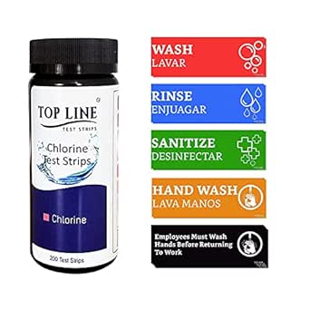 Chlorine Sanitizer Test Strips Food Service 0-500 ppm (200 Strips) with ...
