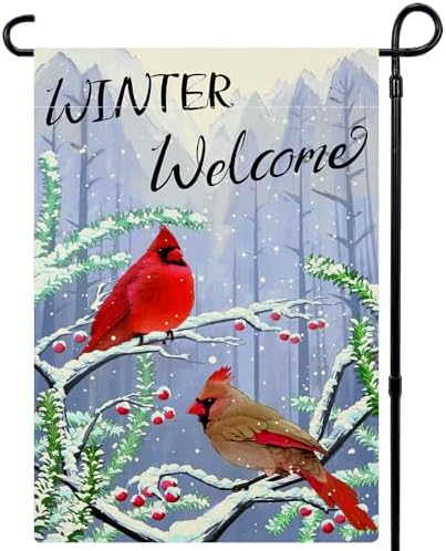 Amazon.com : Winter Garden Flag 12x18 Inch Double Sided Welcome Winter ...