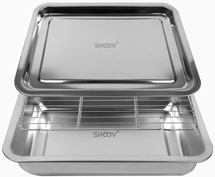 Amazon.com | SHOOV Stainless Steel Kitchen Tray Set, 3-Part Set for ...
