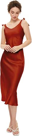 Amazon.com: AGO FTYxTRA Satin Dress - Sexy and Elegant Casual Dress ...