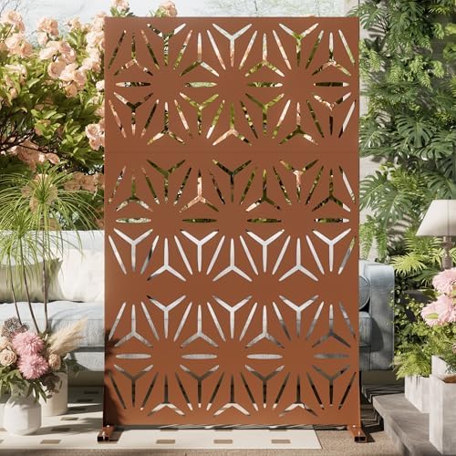 Amazon.com : Cofar Metal Privacy Screen Outdoor 72" H×44" W -Brown ...