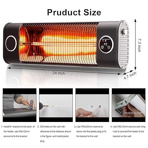 Outdoor Heaters for Patio, MEPTY Electric Infrared Heater Wall Mounted ...