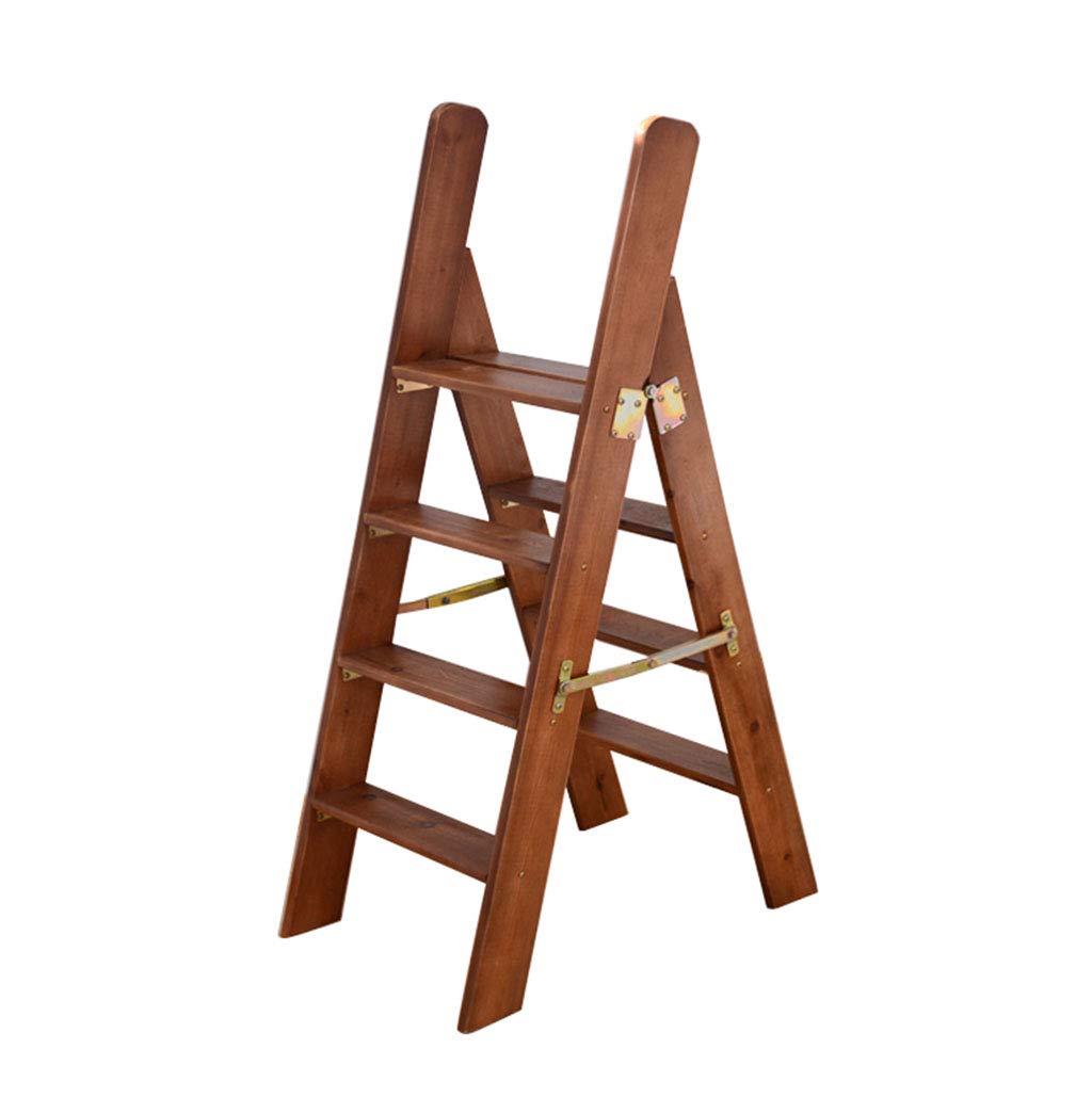 Buy Wood Step Ladders 4 Step Lightweight with Hand Rail Foldable Step ...