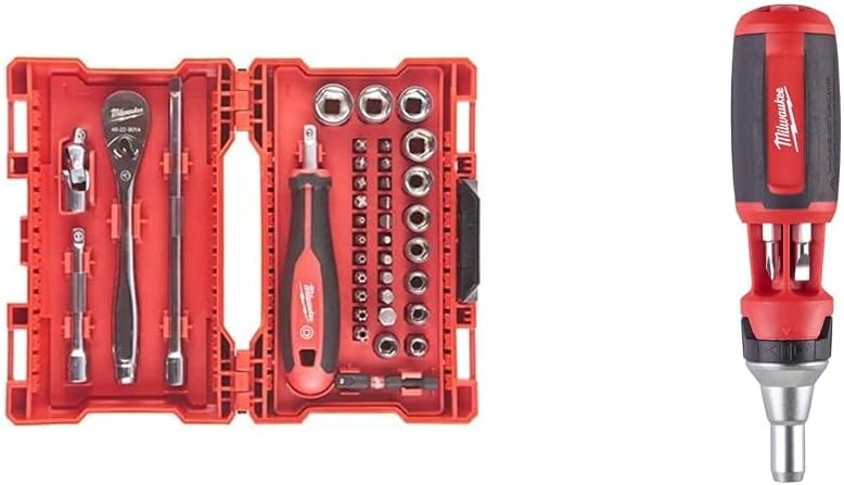 Milawaukee Ratchet, Socket and Bit Set 1/4 Inch 38 Pieces & Universal ...