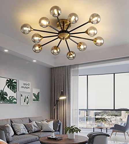 Buy CITRA 12 Light Gold Black Amber Glass Chandelier Ceiling Light ...