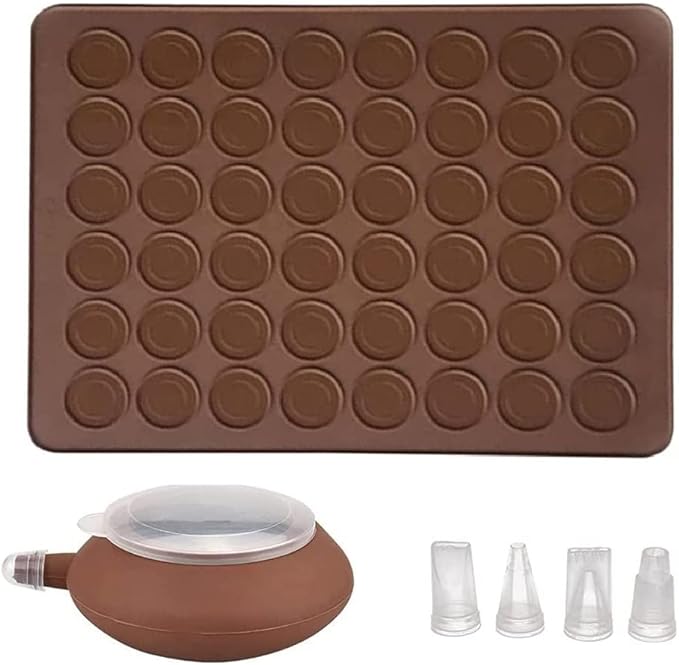 DURANTEY Macaron Baking Mat Silicone Macaroon Molds 48 Holes Capacity ...