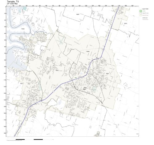 Amazon.com : ZIP Code Wall Map of Temple, TX ZIP Code Map Not Laminated ...