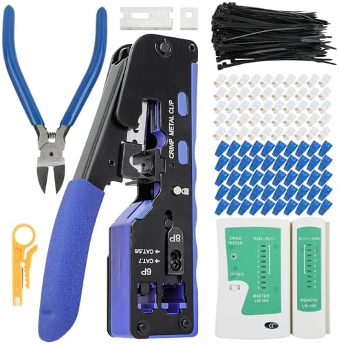 Ethernet Cable Crimping Tool Kit Upgraded RJ45 Crimp Tool Kit Pass ...