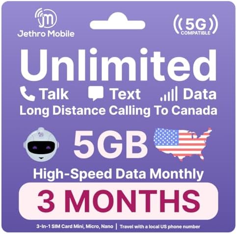 USA Prepaid Sim Card (Uses T-Mobile), Unlimited Talk, Text, Data & 5GB ...