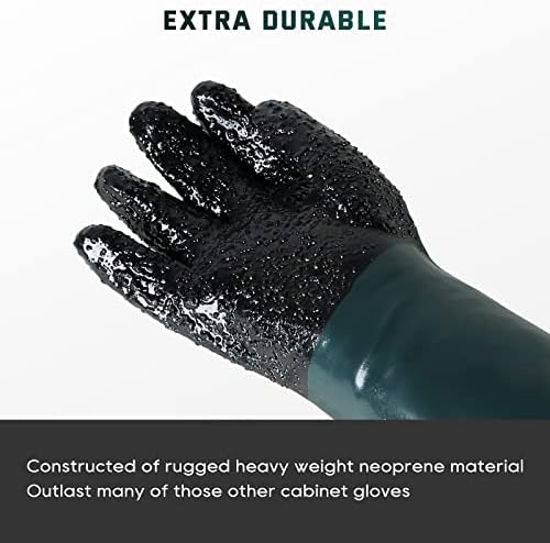 ATPEAM Rubber Sandblasting Sandblaster Gloves 23.6" Heavy Duty Rubber ...
