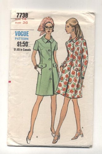Vintage Vogue Sewing Pattern 7738 Coatdress Misses Size 14 38": Vogue ...