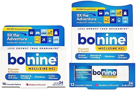 Amazon.com: Bonine Raspberry Chewable Tablets for Motion Sickness, 16 ...