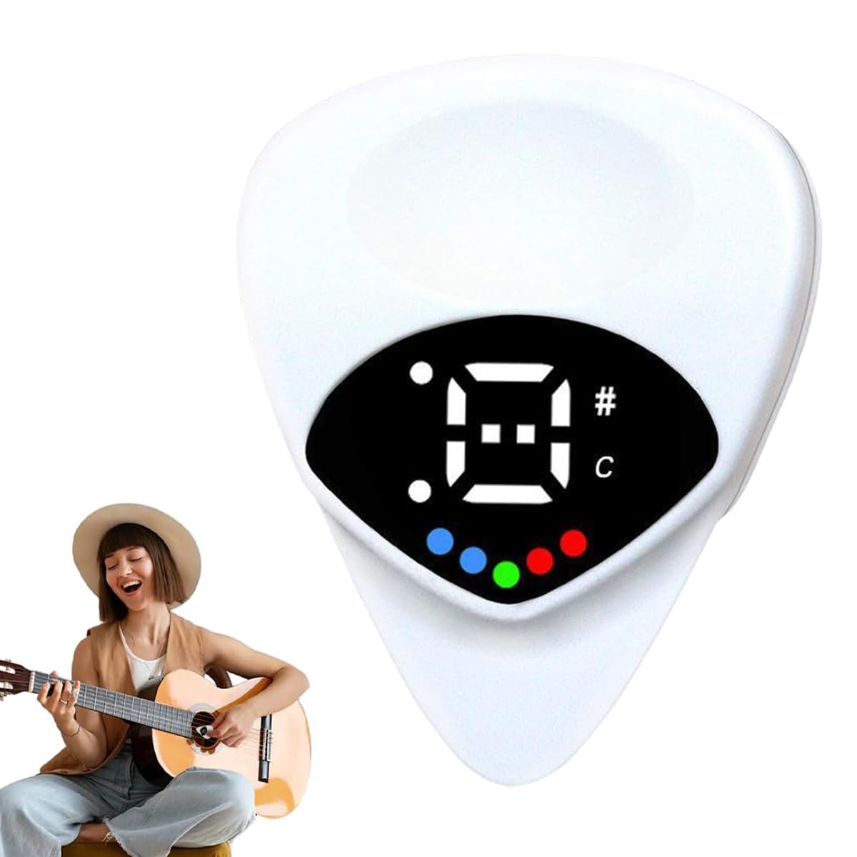 HASTHIP® Chromatic Tuner Guitar Pick 2 in 1 Digital Tuner with Light ...