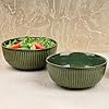 The Earth Store Glam Green Ceramic Serving Bowl - Set of 2, 850 ML Each ...