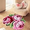 Amazon.com: ABREEZE 3 Rose Shaped Rug Pink Roses Area Rug Shaggy Bath ...