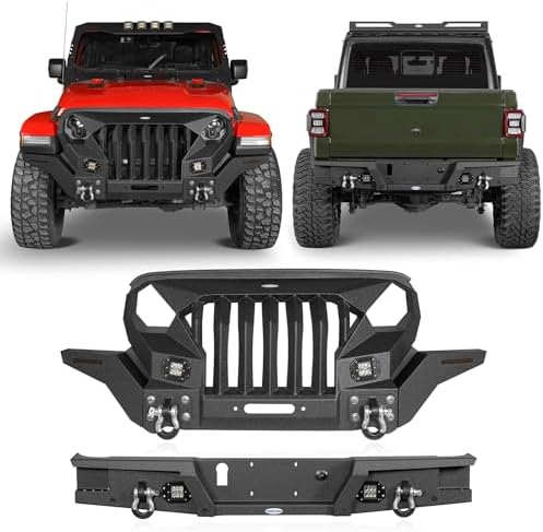 Amazon.com: Longsun Front Bumper + Rear Bumper Kit for Jeep Gladiator ...