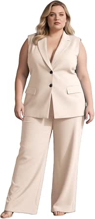 Ensemble gilet et pantalon large d'été sans manches pour femme 2 pièces ...