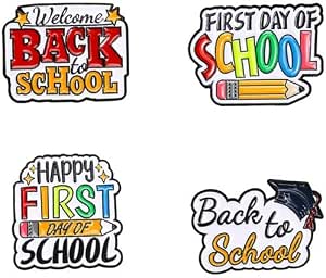 Amazon.com: Funny First Day of School Brooch Pins for Men Women Cartoon ...