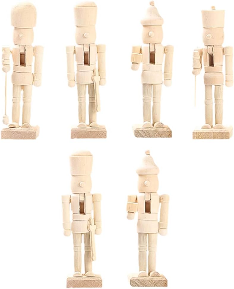 Amazon.com: IMIKEYA Christmas Nutcrackers Figures: 6pcs DIY Wooden ...