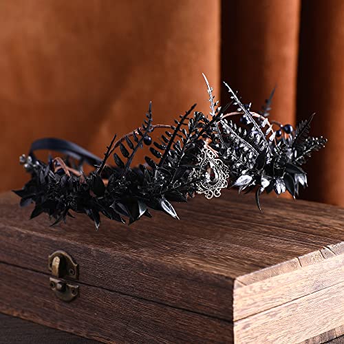 MOSTORY Handmade Black Crown for Men Gothic Tiara Headband Kings Fairy ...