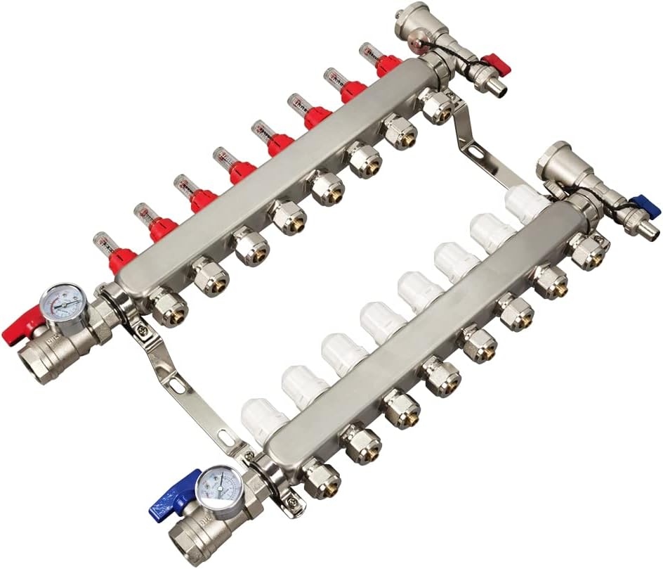 Amazon.com: INTBUYING 8-Loop 1/2" Radiant Floor Heating Manifold Set ...