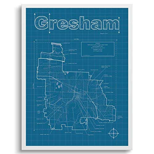 Amazon.com: Gresham Map Gresham Oregon Wall Art Map Blueprint : Home ...