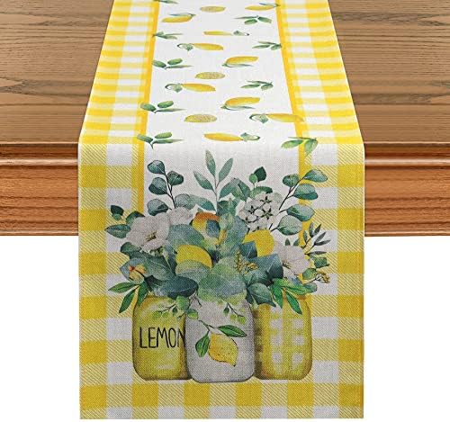 LOMOHOO Summer Table Runner Yellow Lemon Table Runners Farmhouse Rustic ...