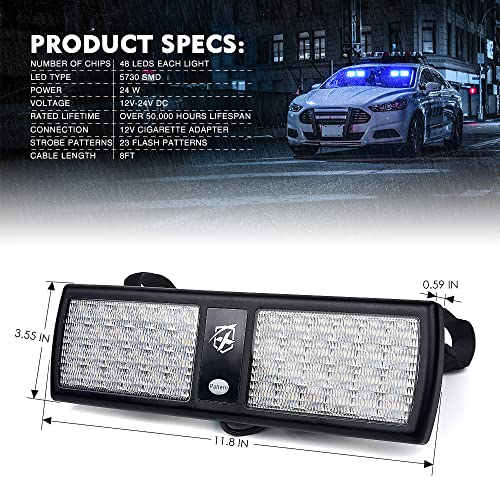 Snapklik.com : Blue LED Dual Visor Strobe Flashing Lights, Windshield ...