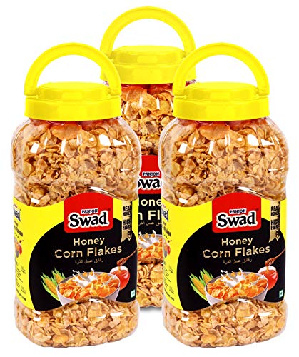 Swad Honey Corn Flakes Cereal with Real Honey (Zero Cholesterol) 3 Jars ...