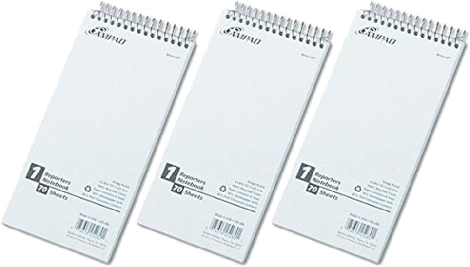 Amazon.com : Portage Reporters Notebook – Top Bound Spiral Pocket ...