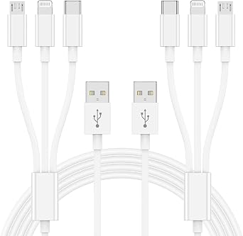 Amazon.com: Multi Charger Cable 6Ft 2Pack, 3 in 1 Charging Cord ...