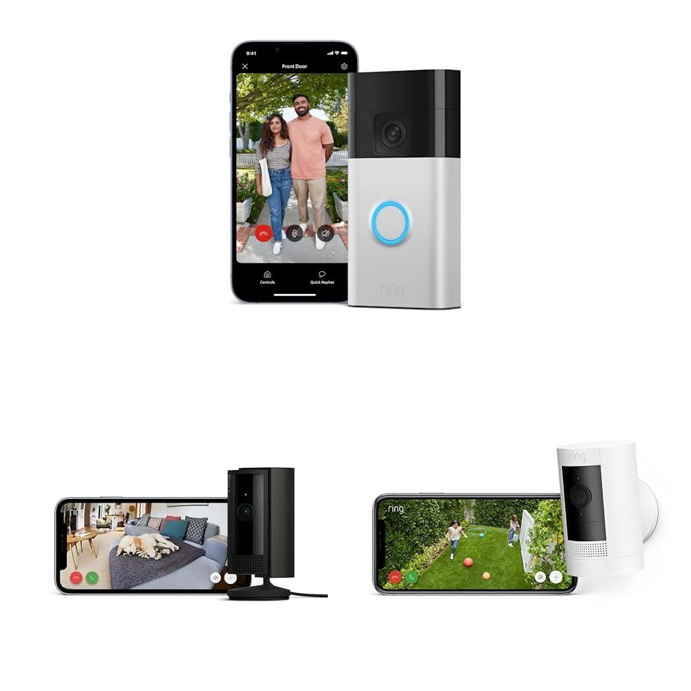 Ring Home Security Bundle | Ring Battery Video Doorbell + Ring Indoor ...