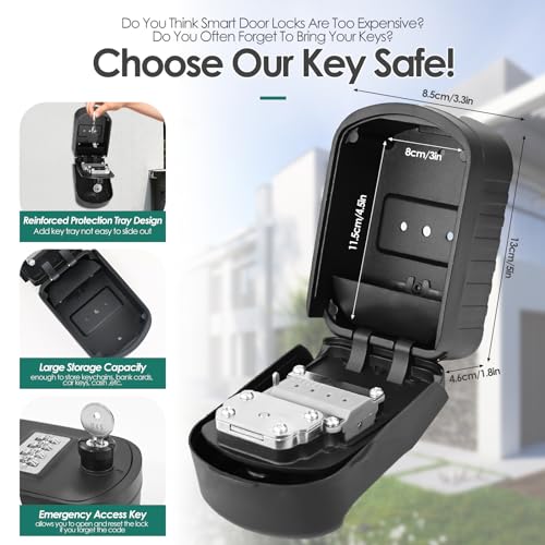 Combination Key Safe, Wall Mount Key Lock Box, Outdoor Waterproof Key ...