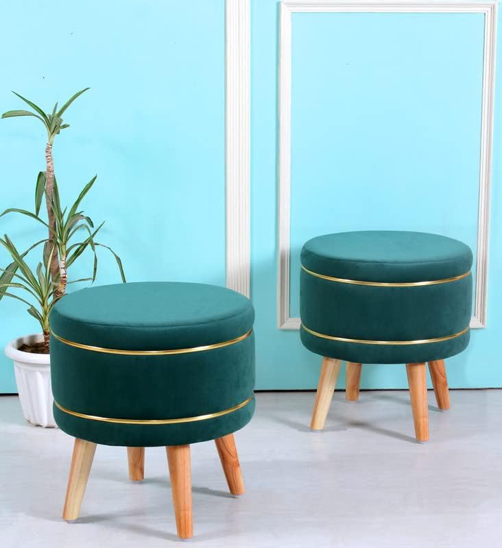 ShadowKart Pouffes Sitting Stool for Living Room, Mudda Puffy Wooden ...