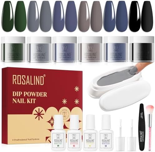 Amazon.com: ROSALIND 13PCS Dip Nails Powder Starter Kit, 6 Colors Dip ...