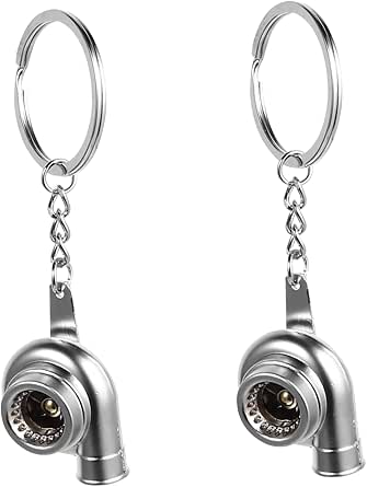 SUPVOX 2pcs Turbo Keychain, Zinc Alloy Turbocharger Keyrings, Silver ...