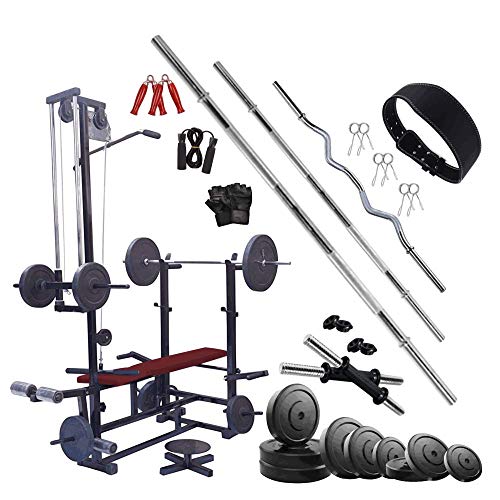 HASHTAG FITNESS 20 in1, Flat Bench Home Gyms & equipments with 50kg ...