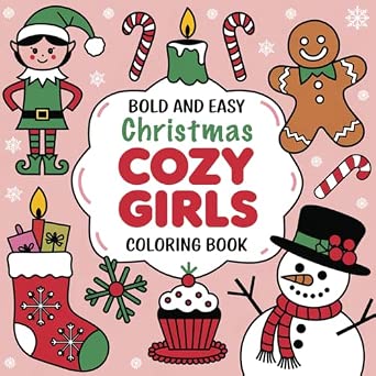 Amazon.com: Christmas Cozy Girls: Cute & Simple Coloring Book with ...