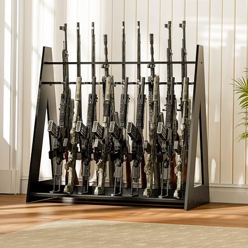 Amazon.com: ikkle Gun Rack, Freestanding Rifle Racks, Heavy Duty Wooden ...