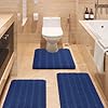 Amazon.com: Striped Denim Blue Bathroom Rug Set 3 Pieces Ultra Soft ...