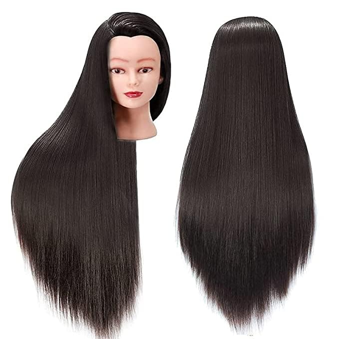 kerav Good Length Practice Hair Dummy Natural Black Hair Styling Dummy ...