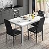 Amazon.com - Lamerge Kitchen Table and Chairs Set of 4，Faux Marble ...