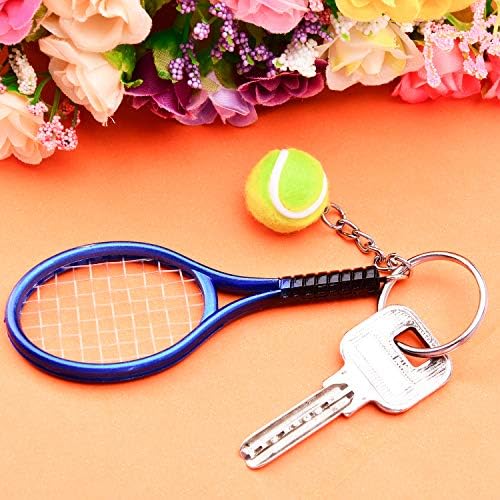 Ancefine 12 Pieces Tennis Racket Keychain Key Ring Metal Tennis Ball ...