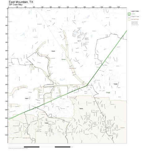 ZIP Code Wall Map of East Mountain, TX ZIP Code Map Laminated: Amazon ...