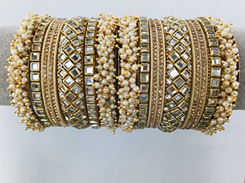 Buy Sattyaki Kundan Bridal Dulhan Bangles set Gold Plated Rajasthani Chura/Punjabi Chuda Set ...