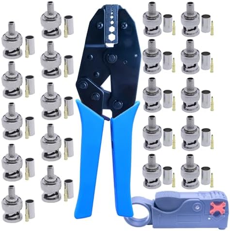 Yeerong BNC crimping tool kit,20 BNC male crimp-on connectors and ...