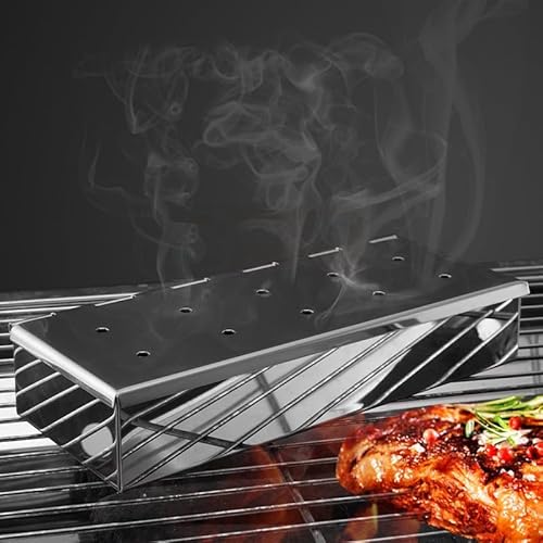 BBQMANN 9" Smoker Box for Gas or Charcoal Grill, Stainless Steel Wood ...